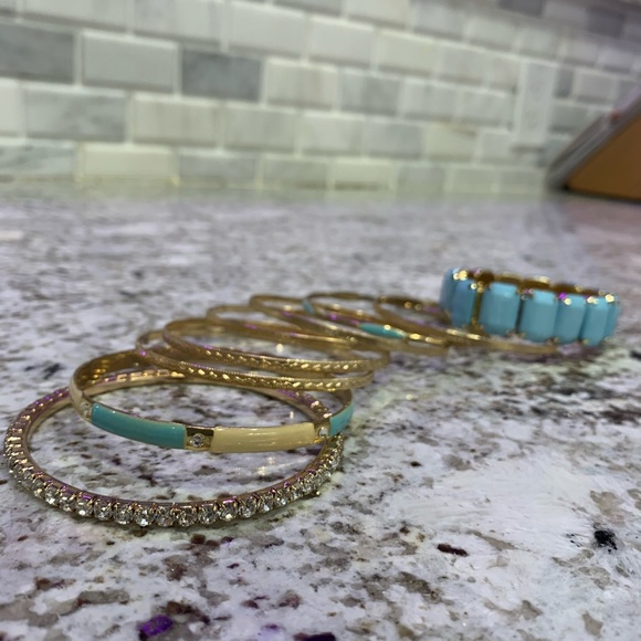 Jewelry | Bangles And Bracelet Teal And Gold | Poshmark